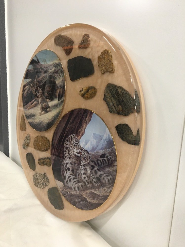 Red Wolf and Snow Leopard collector plates in resin | Falk Lynn Rocks